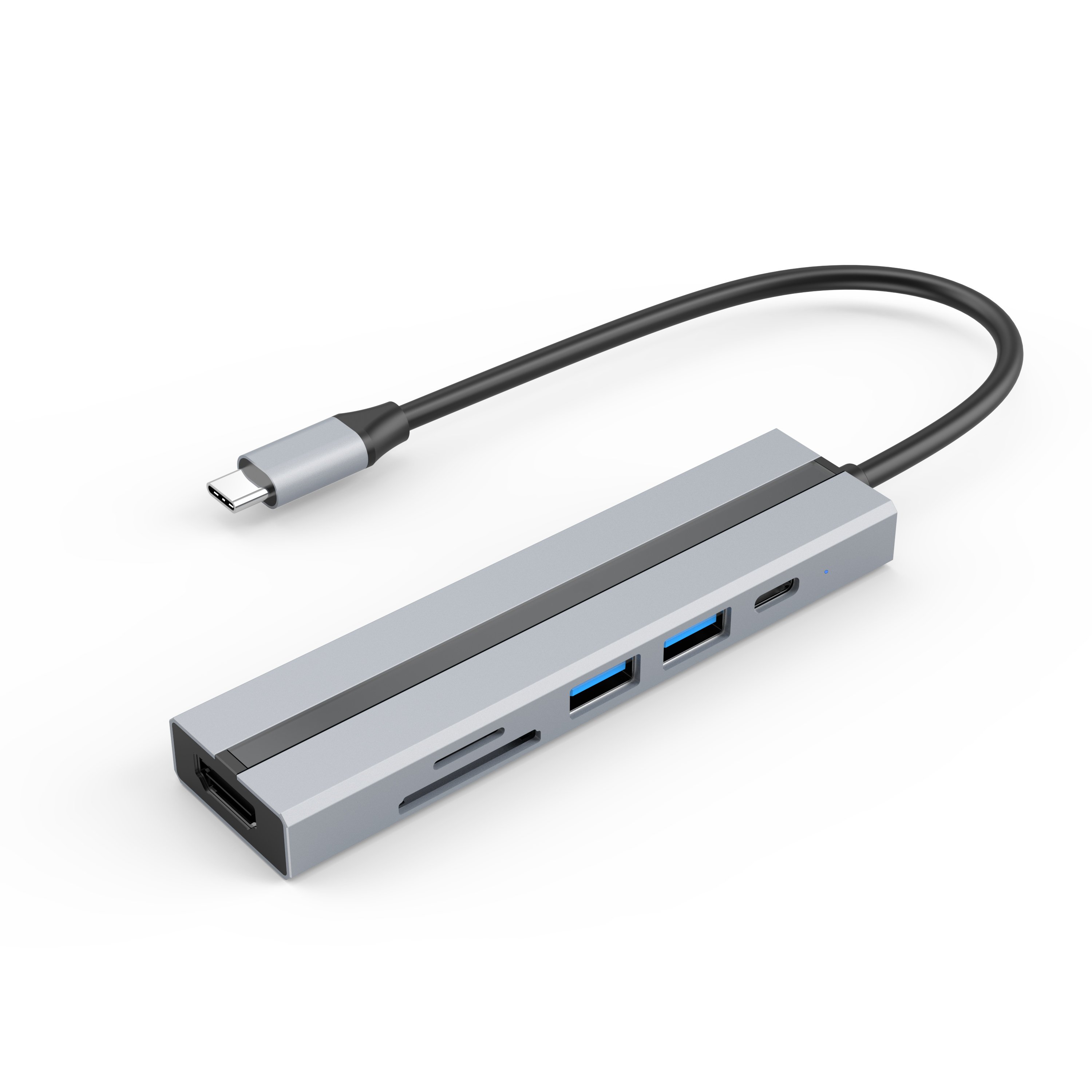 Multifunksjons USB-C-hub med 4K HDMI, USB 3.0/2.0-porter, SD/TF ...
